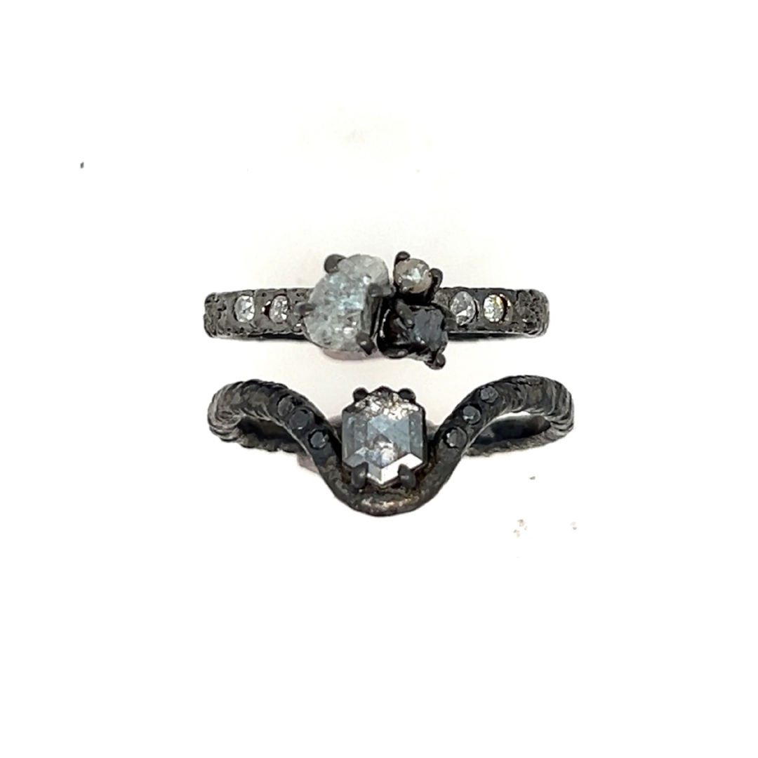 Raw Diamond Kindling stacking ring number 1 in Sterling silver – Emily Amey