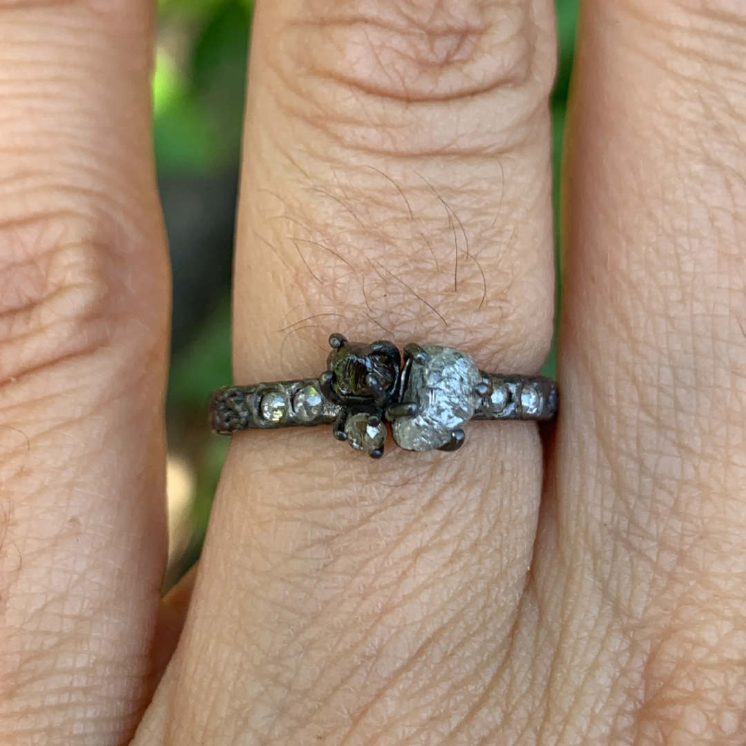 Raw Diamond Kindling stacking ring number 1 in Sterling silver – Emily Amey
