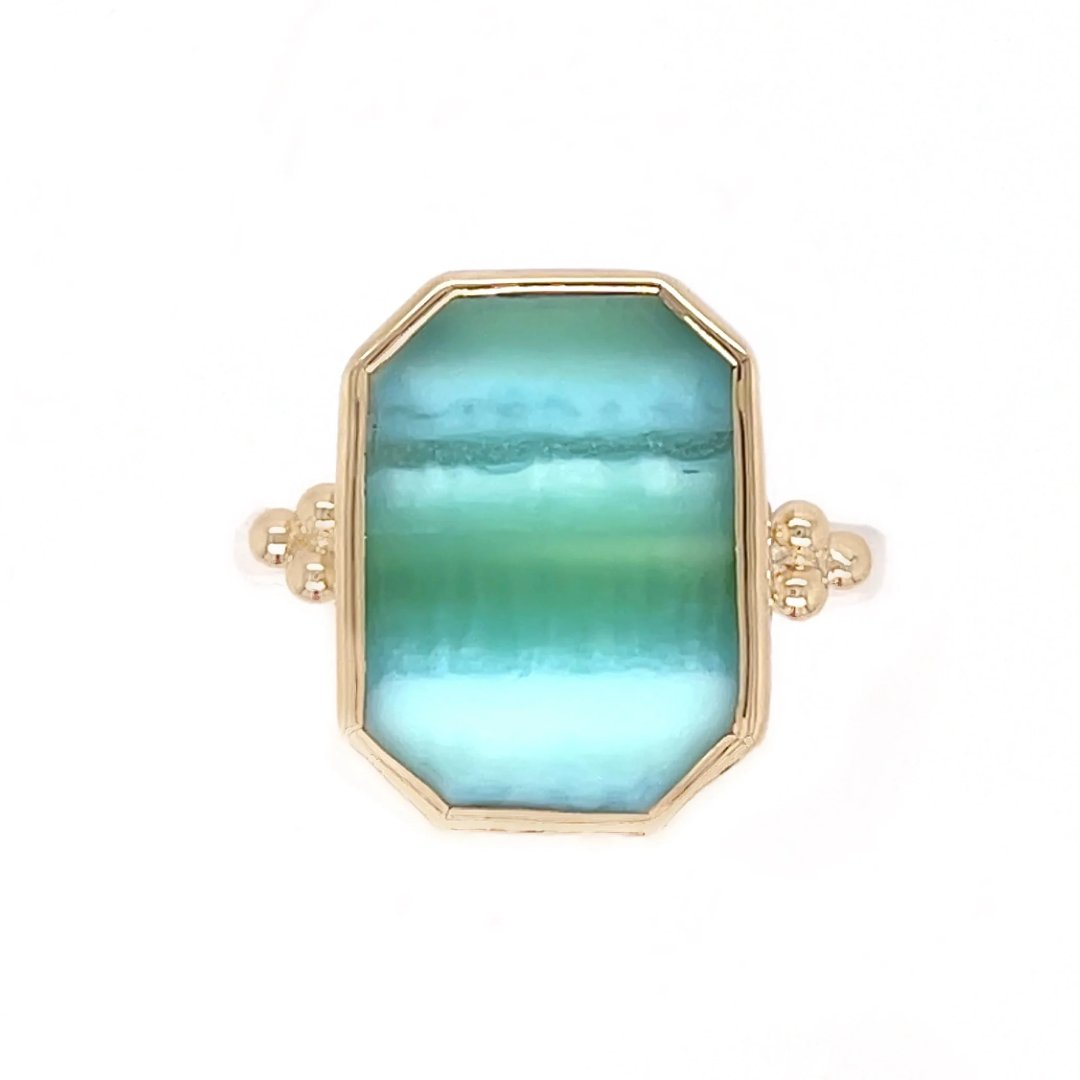 Portrait cut Peruvian Opal in 14k gold and sterling sliver – Emily Amey