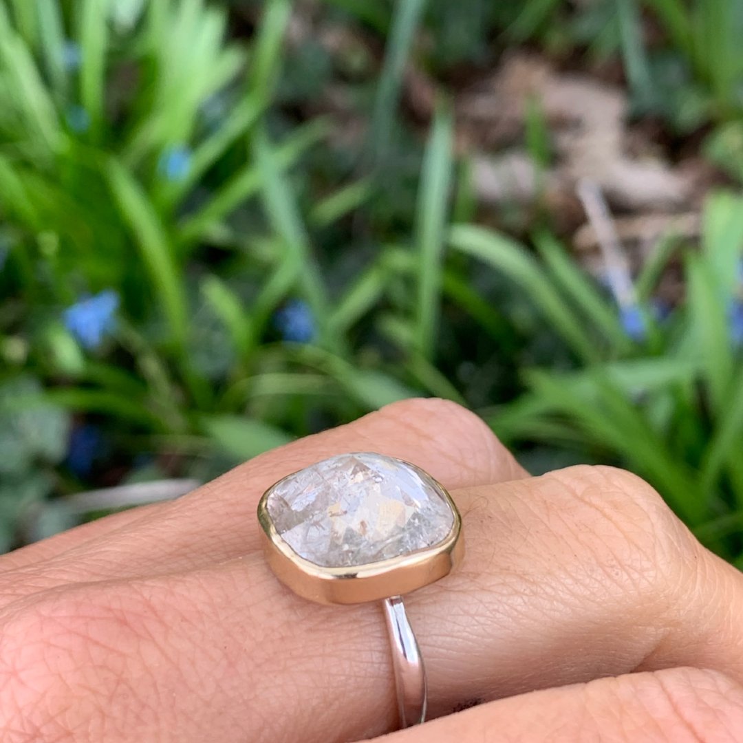 Danburite cocktail ring in 14k gold and sterling silver – Emily Amey