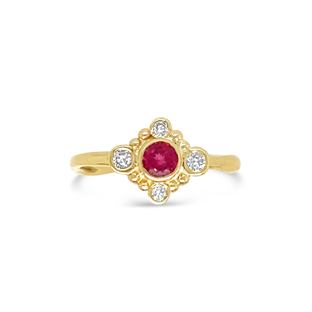 Andromeda Halo ring with Pink Tourmaline and Diamonds in 14k gold ...