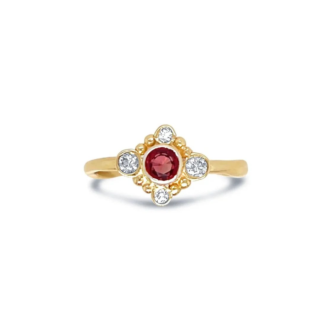 Andromeda Halo ring with Oregon Sunstone and Diamonds in 14k gold – Emily Amey