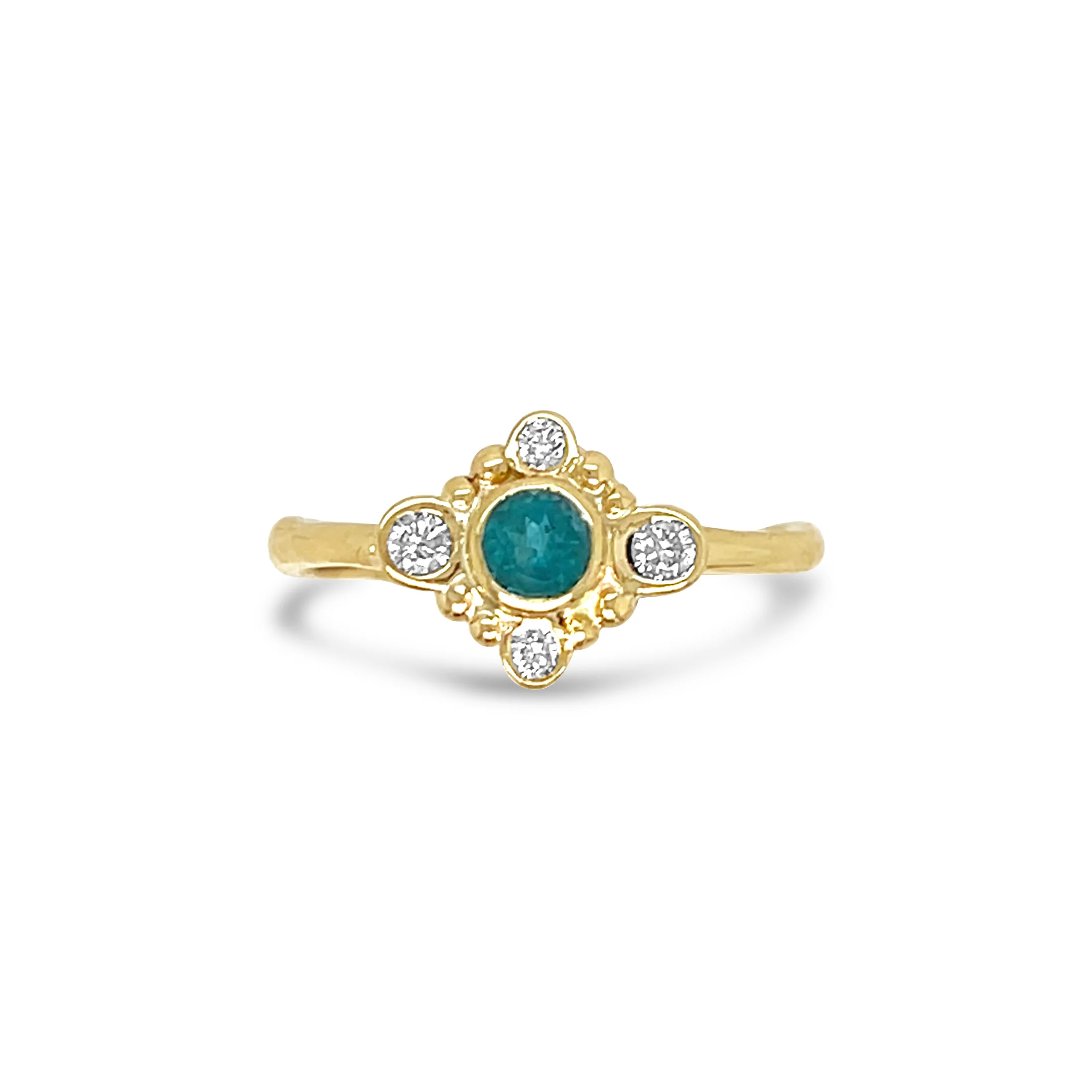 Andromeda Halo ring with Teal Tourmaline and Diamonds in 14k gold ...
