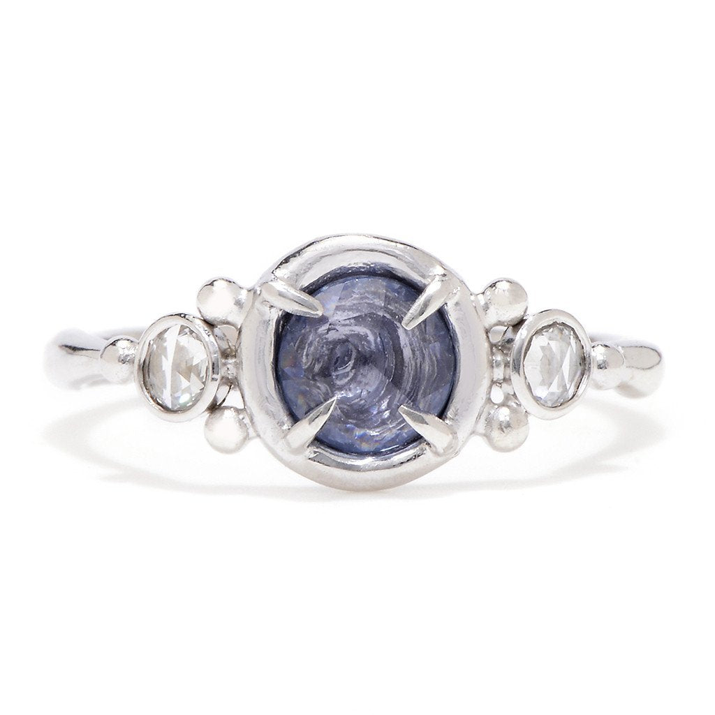 14k Sapphire With Rosecut Diamonds Puddle Prong Ring | Emily Amey ...